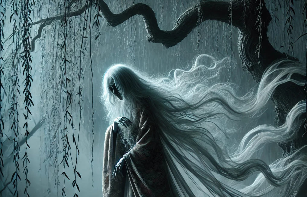 Willow tree and Japanese Yokai "Yanagi baba" | Manekineko GAMES